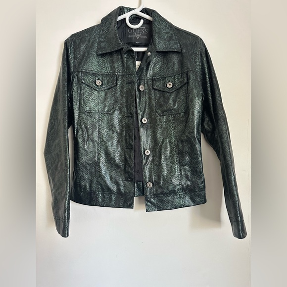 G by Guess | Jackets & Coats | Nwt Guess Green Black Faux Snakeskin ...